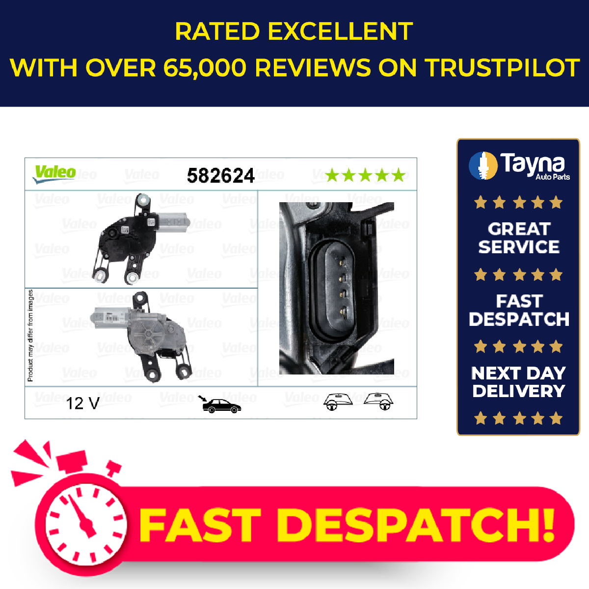 WIPER MOTOR FITS VW POLO Mk6, Mk6 GTi Rear 1.0 1.5 2.0 1.6D 2017 on ...